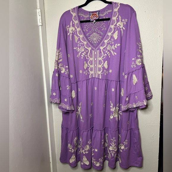 Dresses | Jonny Was Jwla Purple Arzella Embroidered Easy Tiered Dress ...